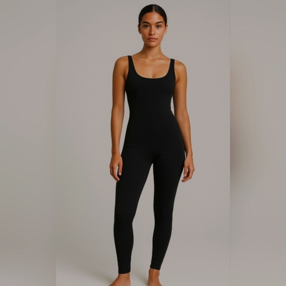 OQQ | Pants & Jumpsuits | Oqq Black Ribbed Fulllength Bodysuit Jumpsuit ...